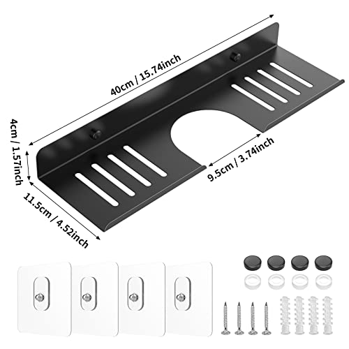 CAXIMSY Wall Mounted Floating Metal Shelf Strip Bathroom Shelf Wall Mount Shelves Space Saving Rustproof Extra U-Shaped Strong Faucet Shelves Storage Shelf (Black, 15.74In(40CM))