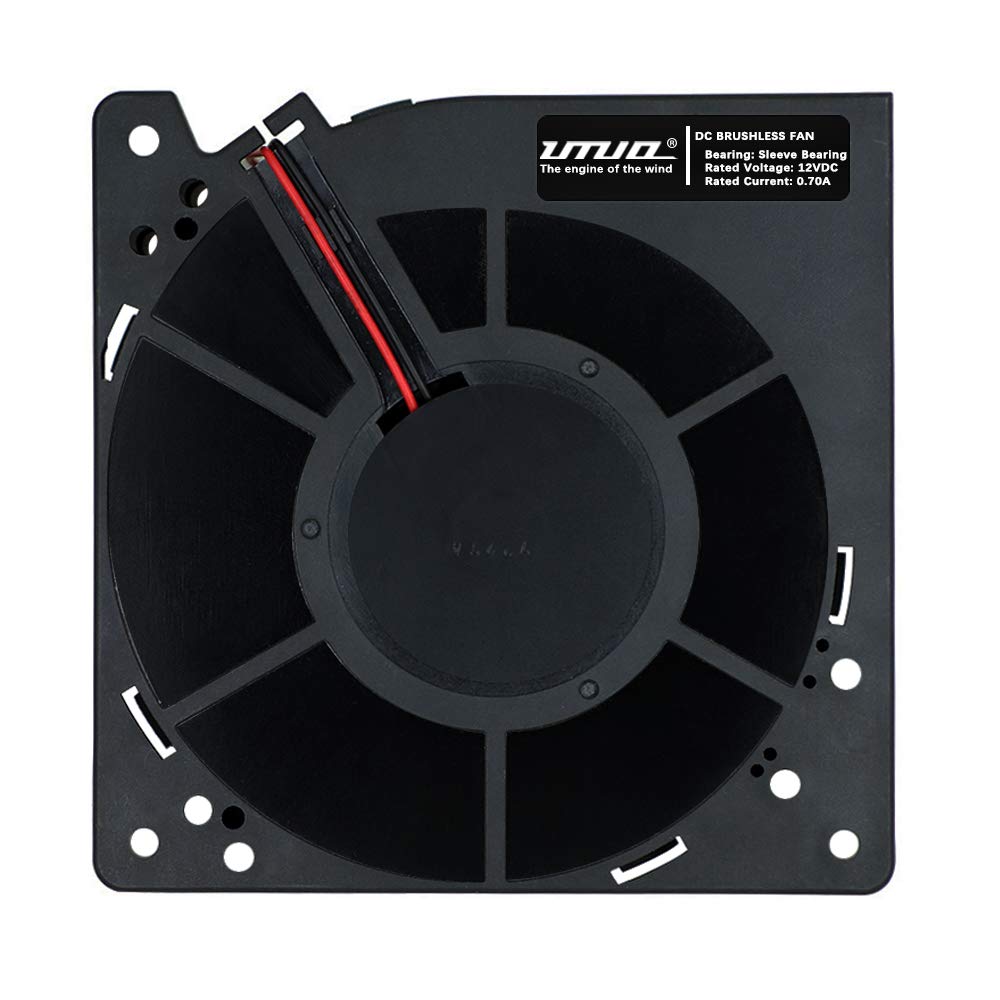UTUO Brushless 12V DC Blower Fan, 120mm (120×120×32mm) Sleeve Bearing Low Noise Air Exhaust Vent Cooling Radial Centrifugal Flow Blower with 2 Pin Plug, Light Weight