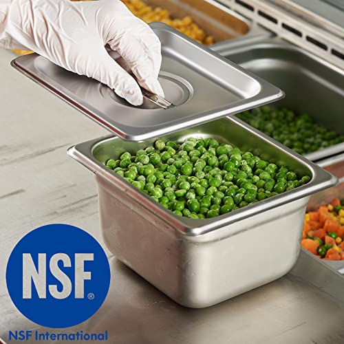 CURTA 6-Pack 1/6 Size Slotted Steam Table Pan Cover, Lid with Handle, NSF, Hotel Pan Cover, Catering Food Pan Cover