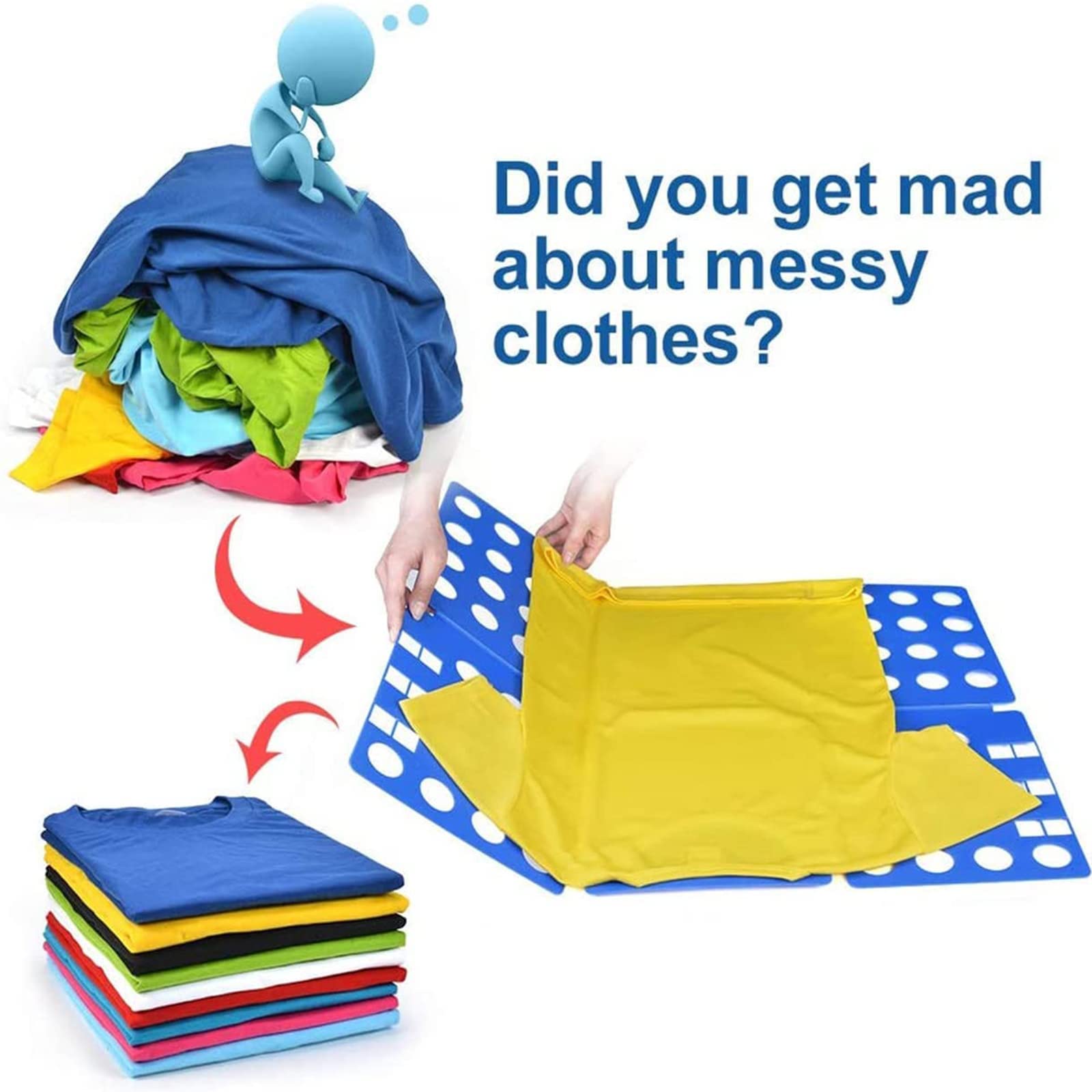 Manwetye 2 PCS Clothes Folding Board for Kid and Adult,T Shirt Folder Laundry Organizer Easy and Fast for Home Organization(Orange and Blue)