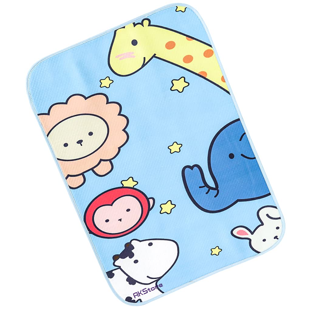 AKStore Toddler Mattress Pads Waterproof Bedsheet(Blue-Zoo, Small)