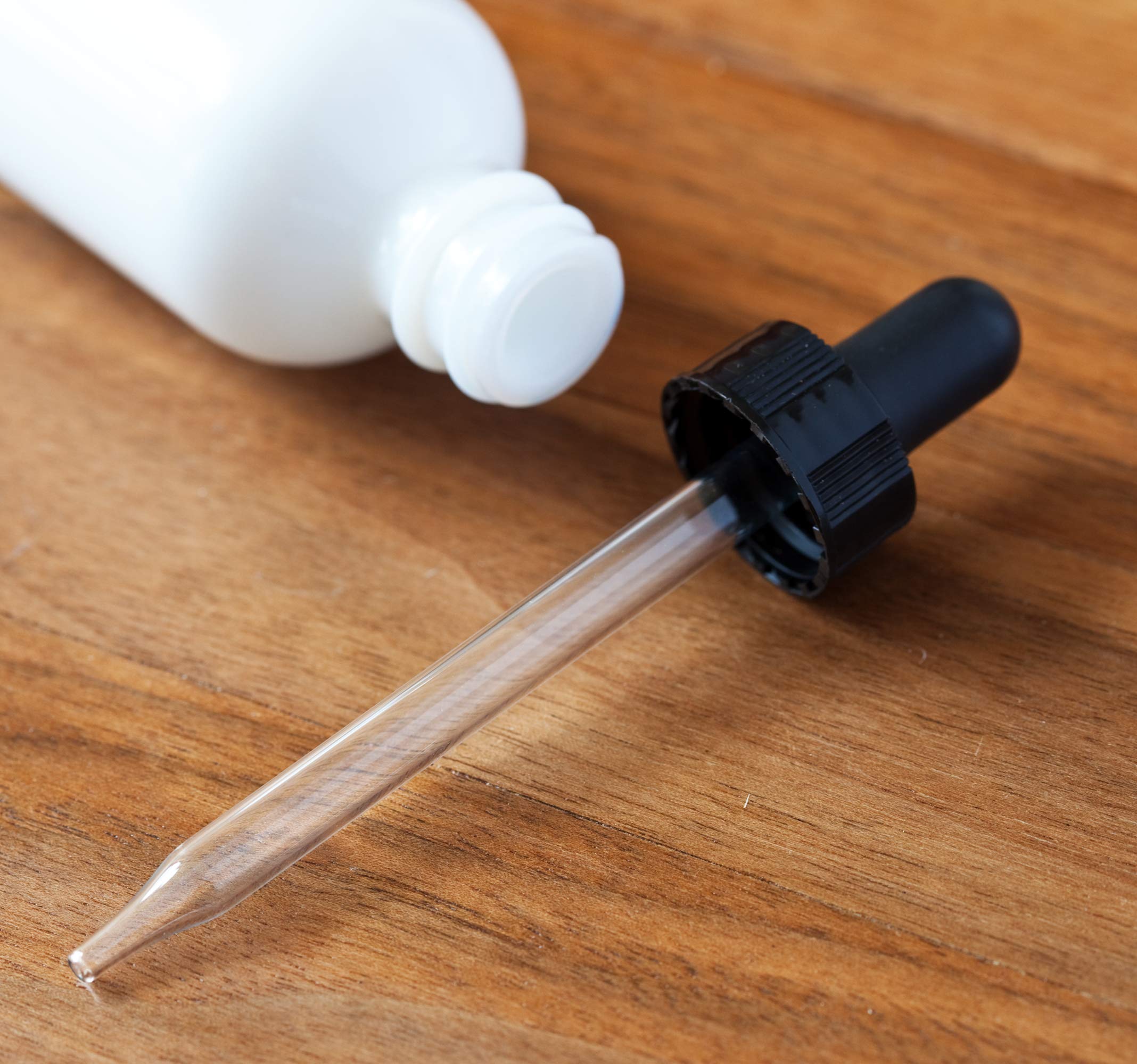 Black Straight Tip Glass Dropper Closure Top for 2 oz / 60 ml (20-400 Neck Size) Boston Round Bottles - 12 Pack
