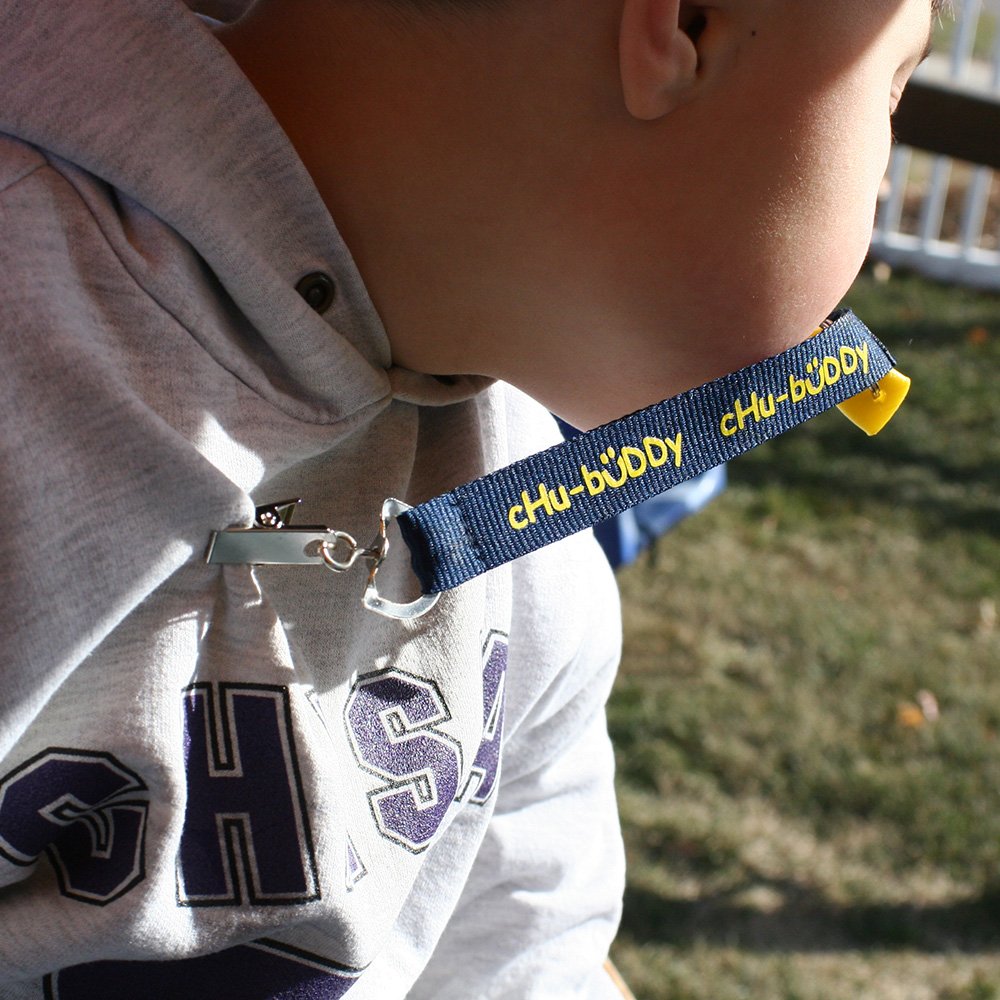 CHU-BUDDY Chubuddy Chew Holder Black Screen Print- Black Tether and Natural Strap