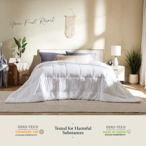 BELADOR White Comforter Duvet Insert Full Size Bed Comforter- All-Season Down Alternative Comforters, Mid-Plush Lightweight Comforter, Box Quilted Siliconized Fiberfill Oeko-Tex Hotel Comforter