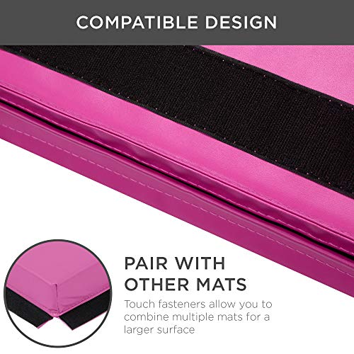 Best Choice Products 10ftx4ftx2in Folding Gym Mat 4-Panel Exercise Gymnastics Aerobics Workout Fitness Floor Mats w/Carrying Handles β Pink