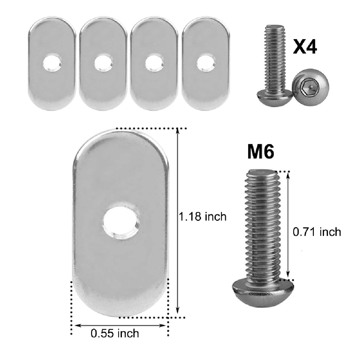 4Pack Stainless Steel Kayak Rail Track Mount Tie Down Eyelet Rail Mounting Accessories for Kayak Canoe Boat