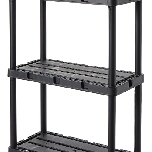 Gracious Living 4 Shelf Knect-A-Shelf Solid Light Duty Storage Unit 24 x 12 x 48 Organizer System for Home, Garage, Basement, and Laundry, Black (4 Pack)