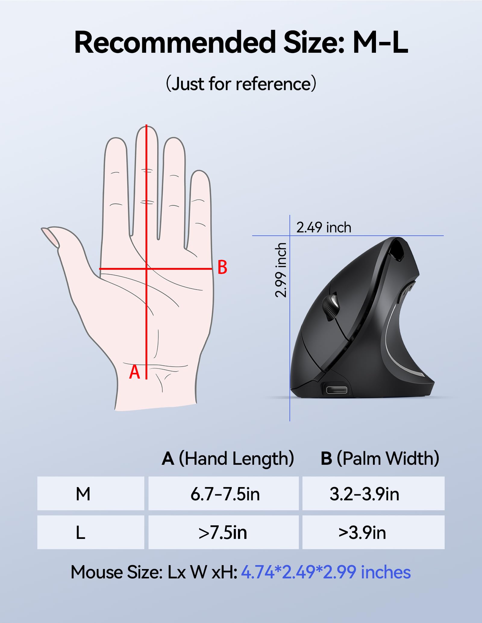 TECKNET Ergonomic Mouse, Rechargeable Vertical Ergo Mouse Wireless, Silent 2.4GHz 6 Buttons Optical Carpal Tunnel Mouse, 5 Adjustment Levels, Up to 4800DPI Wireless Mouse for Laptop, Desktop, PC