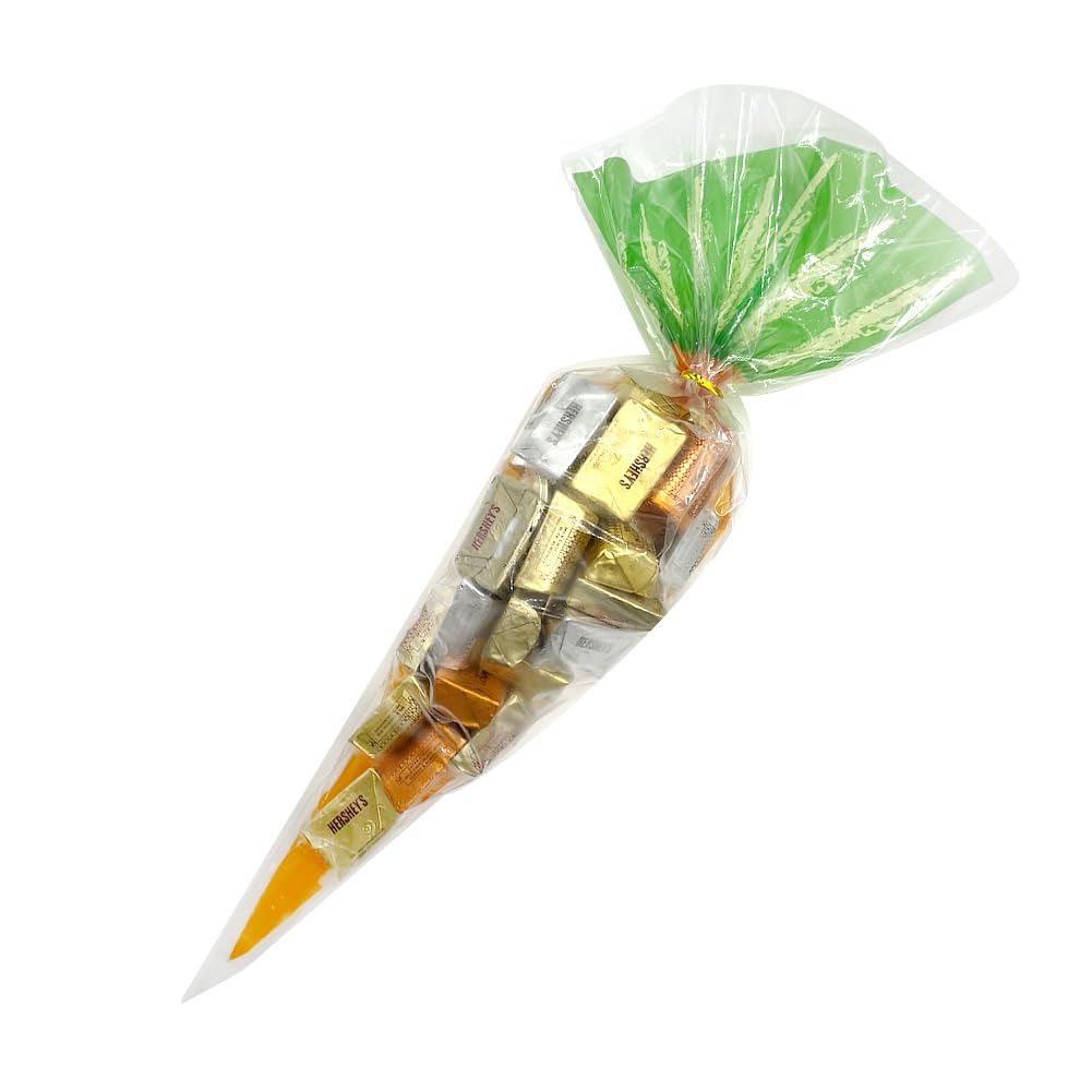 50pcs Carrot Shaped Candy Bags Creative Cone Cellophane Bags Easter Triangle Gift Bags with Twist Ties Translucent Gift Storage Packaging Bag for Holiday Birthday Baby Shower Wedding Party Decor
