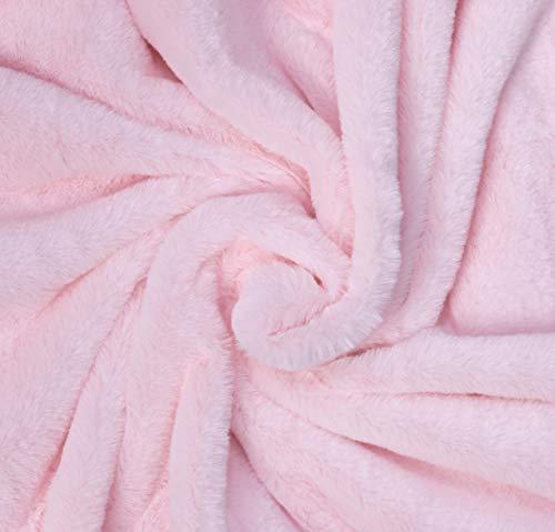 KOYOU Baby Pink Super Soft Minky Plush Reversible Double Layer 30" x 35" Baby Blanket with Dotted Backing and Silky Trim