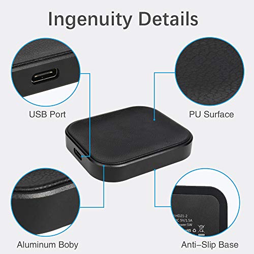 Wireless Charger, COSOOS Aluminum Wireless Charging Pad, 5W Lightweight Compact Charging Station Compatible with AirPods Pro, AirPods 2, AirPods Wireless Charging Case(Black)