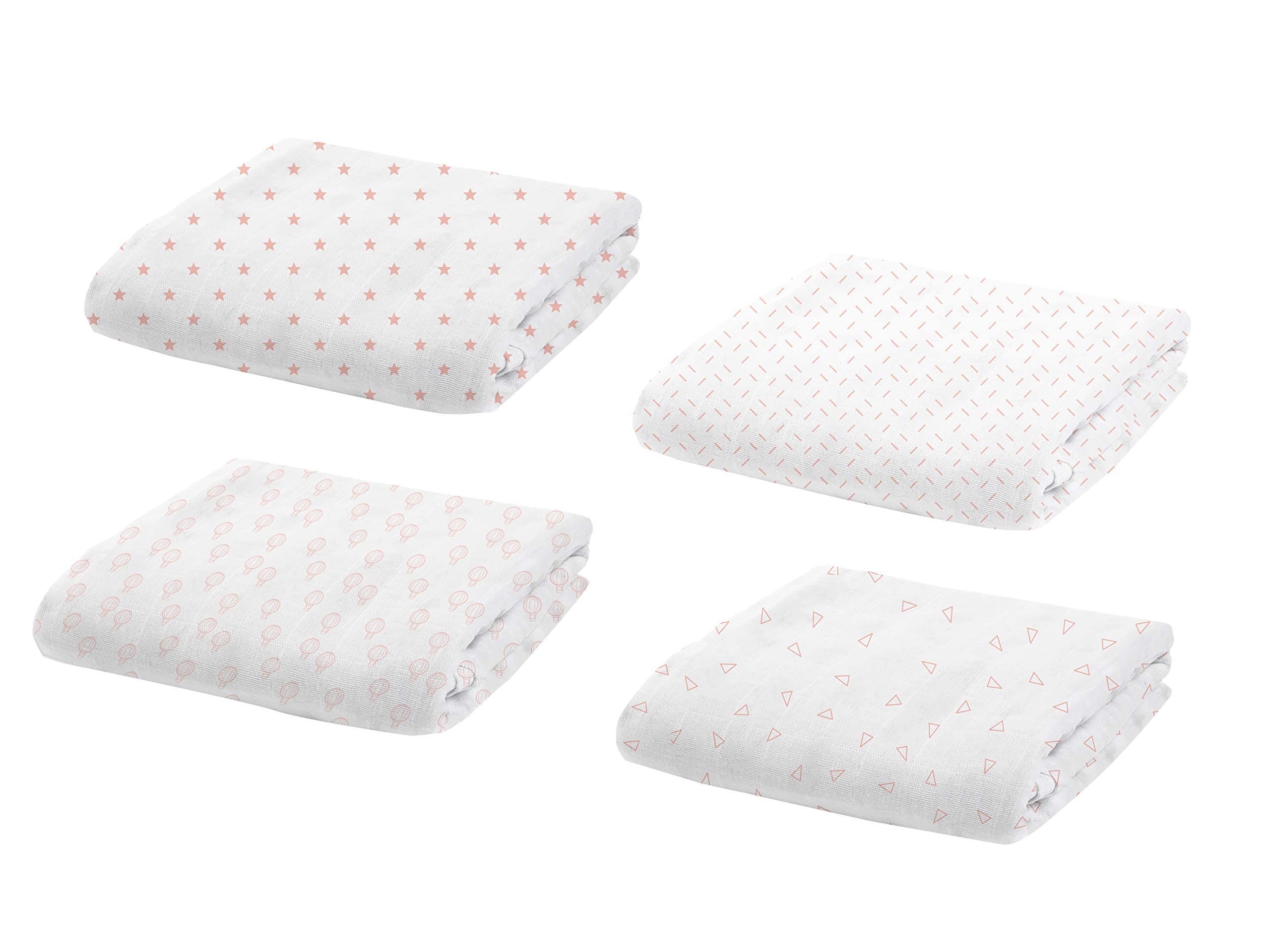 Swaddle Blankets| Receiving Blanket|Organic Cotton Breathable and Skin-Friendly Soft Muslin Swaddle Blankets for Boys| Baby Essentials, Registry & Gift | 48"x48" 2-Pack Pink Lines