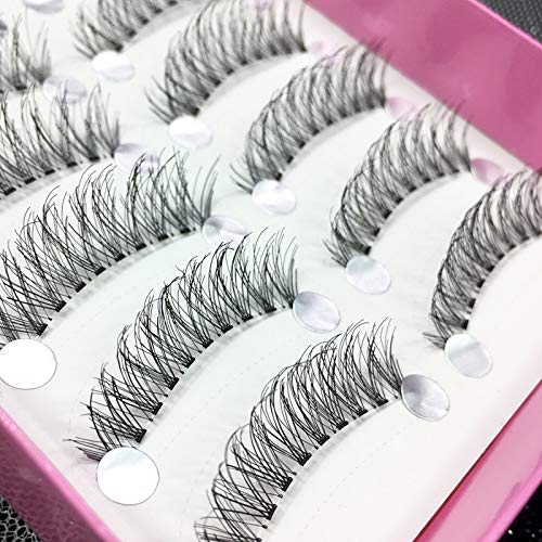 Dorisue False Eyelashes Wispy Short False Eyelash women Special eyelashes 100% Handmade Eyelashes Pack (10 Pairs Set) Black