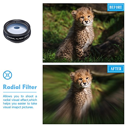 Apexel 10 in 1 Phone Camera Lens Kit Wide Angle/Macro/Fisheye/Telephoto/CPL/Flow/Radial/Star Filter/Kaleidoscope Lens for iPhone and Most Phone