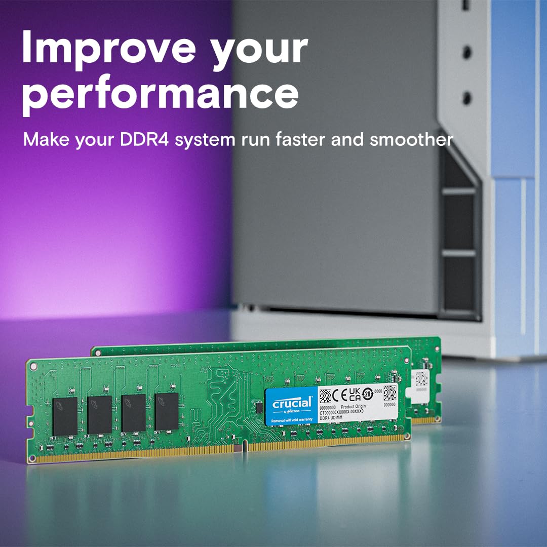 Crucial RAM 16GB Kit (2x8GB) DDR4 2400 MHz CL17 Desktop Memory CT2K8G4DFS824A, Green/Black