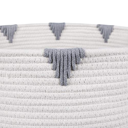 Large Storage Woven Basket, Decorative Basket for Toys, Blankets,Laundry, Towel, Magazine, Baby Nursery Basket by Braided Crown (Beige-Gray)