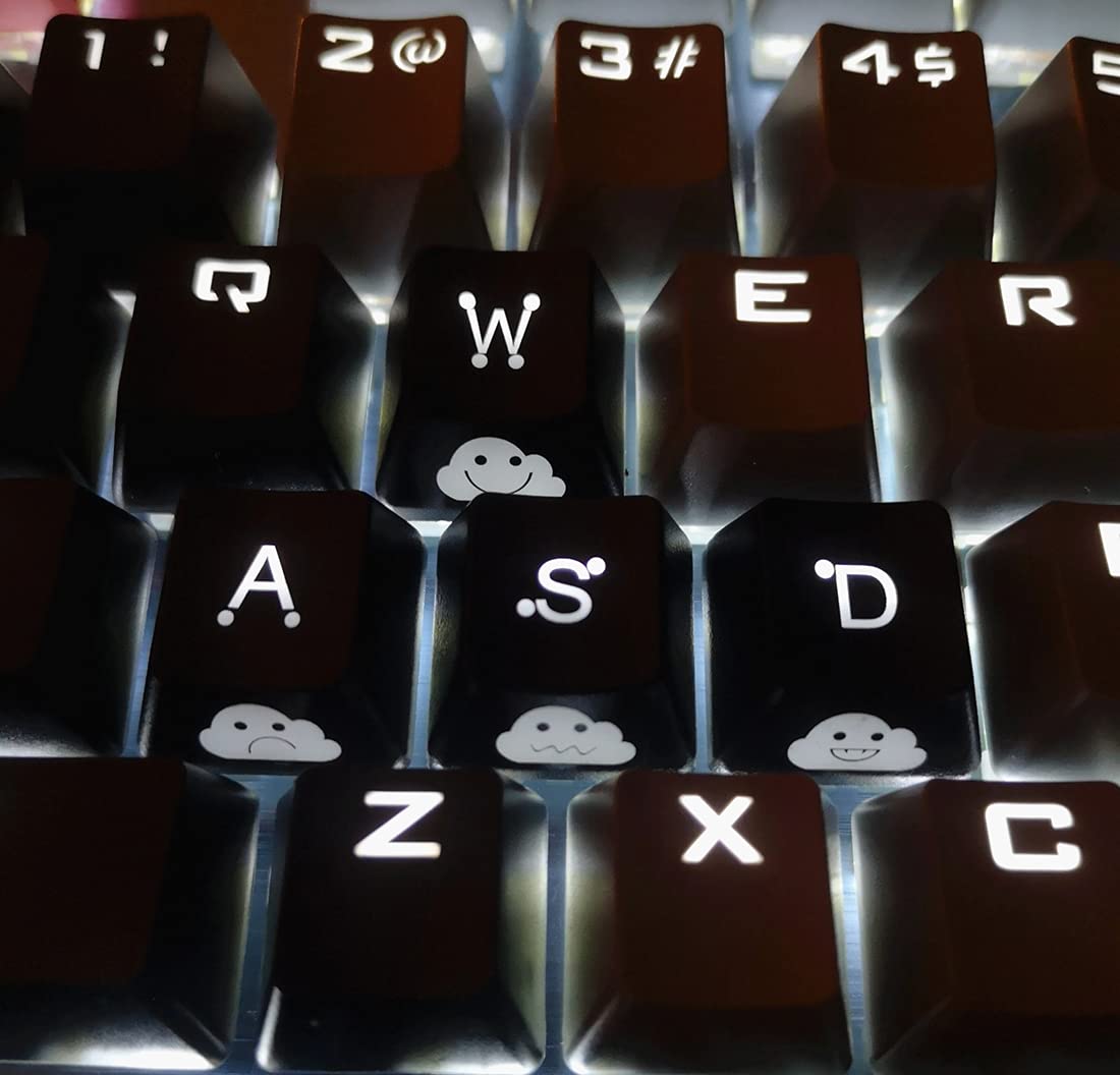 Replacement WASD Arrow Keycaps UV Coating Backlit Double Shot Keycap OEM Profile for Cherry MX Switch Gaming Mechanical Keyboard (8 Keys WASD+Arrow)