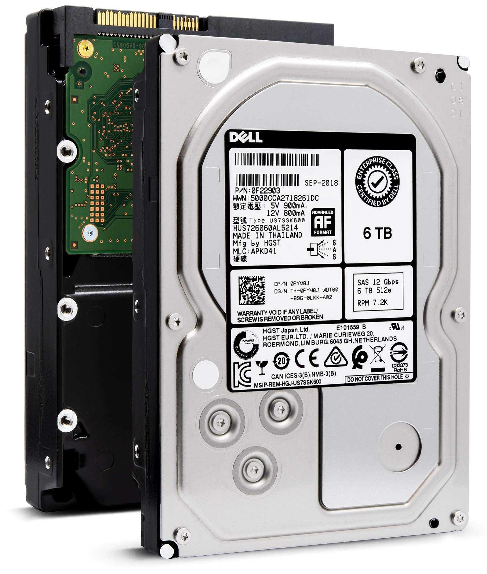 Dell 6TB 7.2K RPM NLSAS 12Gbps 3.5in Cabled Hard Drive, PYM8J (3.5in Cabled Hard Drive CusKit)