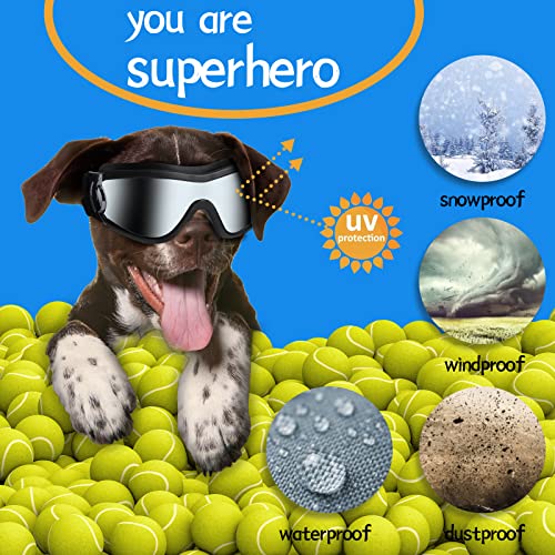 NVTED Dog Sunglasses Goggles, UV Protection Wind Dust Fog Pet Glasses Eye Wear with Adjustable Strap for Medium or Large (Pack of 1)