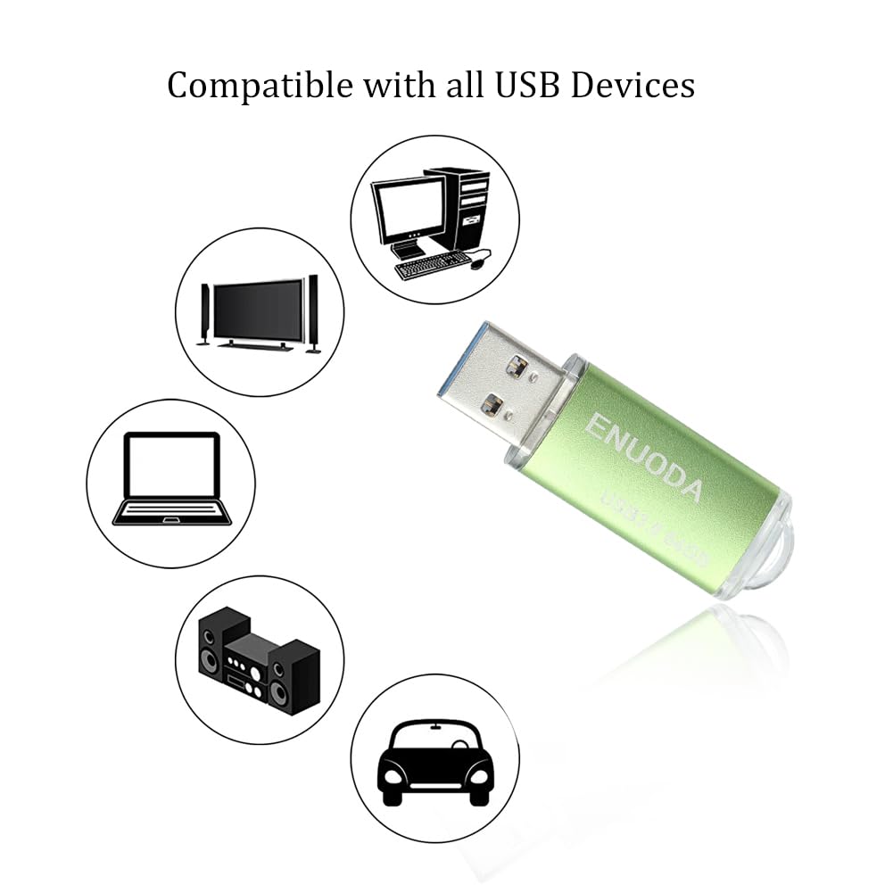 ENUODA 64GB USB Flash Drive 64GB Thumb Drives High Speed USB 3.0 Memory Stick Jump Drive Pen Drive for Storage and Backup (Green)