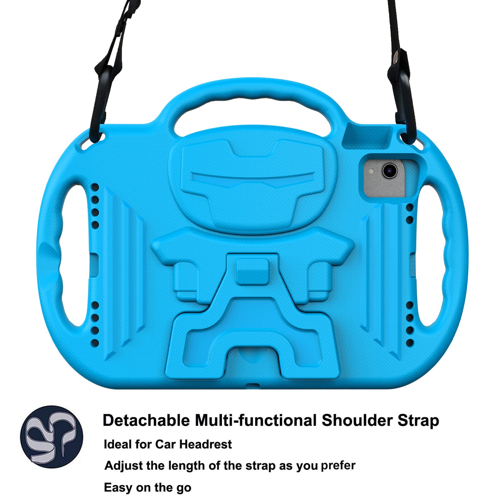 LTROP Kids Case for iPad Air 6th Gen(11",2024) & Air 5th/4th Gen & Pro 11, Durable Shockproof Case with Shoulder Strap Handle Stand for iPad 10.9 & 11 inch Tablets, Blue