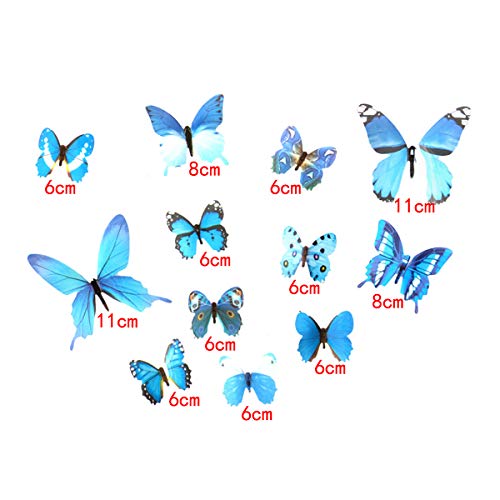 3D Butterfly Wall Sticker, 24 Pieces Plastic Decal Multi Size Simulation Butterflys Pink, Blue