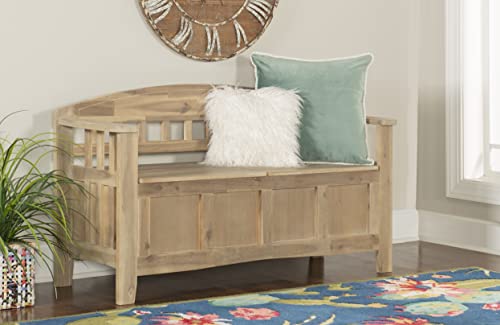 Linon Natural Washed Storage Frankie Bench, Seat Height of 18"