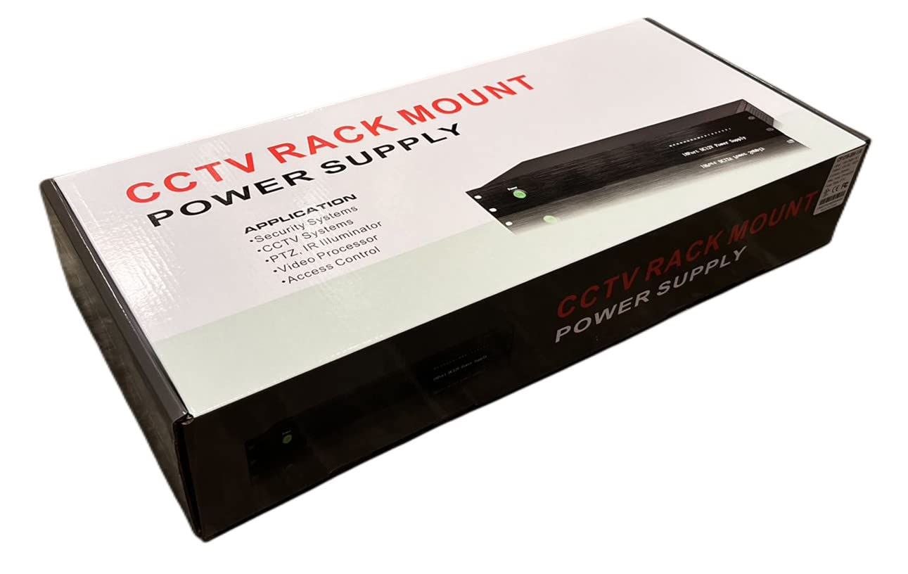 HDView CCTV Distributed Power Supply Box for Security Camera, PTC Resetable Fuse [no Fuse Burn], Rack Mount (18 Ports 20Amp, 12V DC Power)