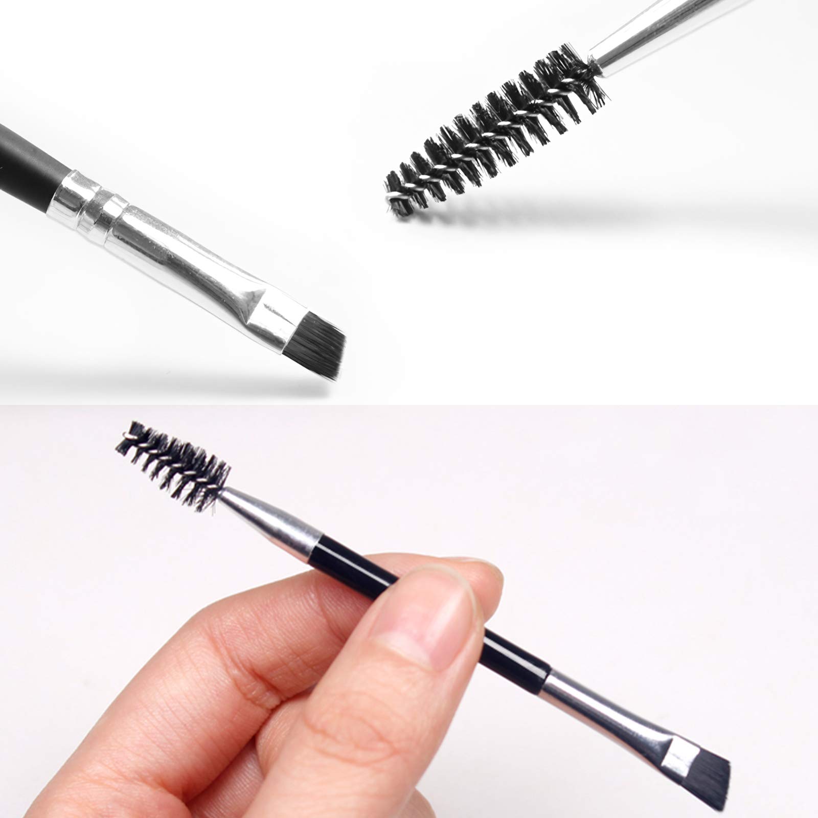 GreenLife 3Pcs Professional Eyelash Comb lash brush Duo Eyelash Brush Curlers Double-Ended Dual Eyebrow Brush Mascara Spoolie Separator Angled Brow Brush Steel Makeup Grooming Tool