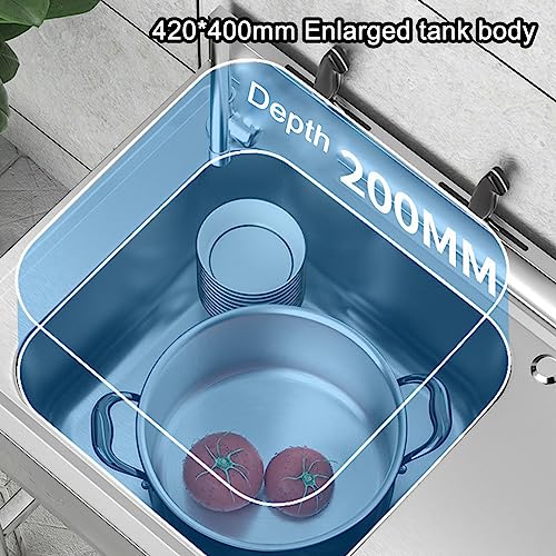 Commercial Restaurant Sink, Stainless Steel Utility Sink Free-standing Kitchen Sink, Double Bowl Restaurant Kitchen Sink Set with hot and cold water faucet for Restaurant, Cafe, Bar, Hotel