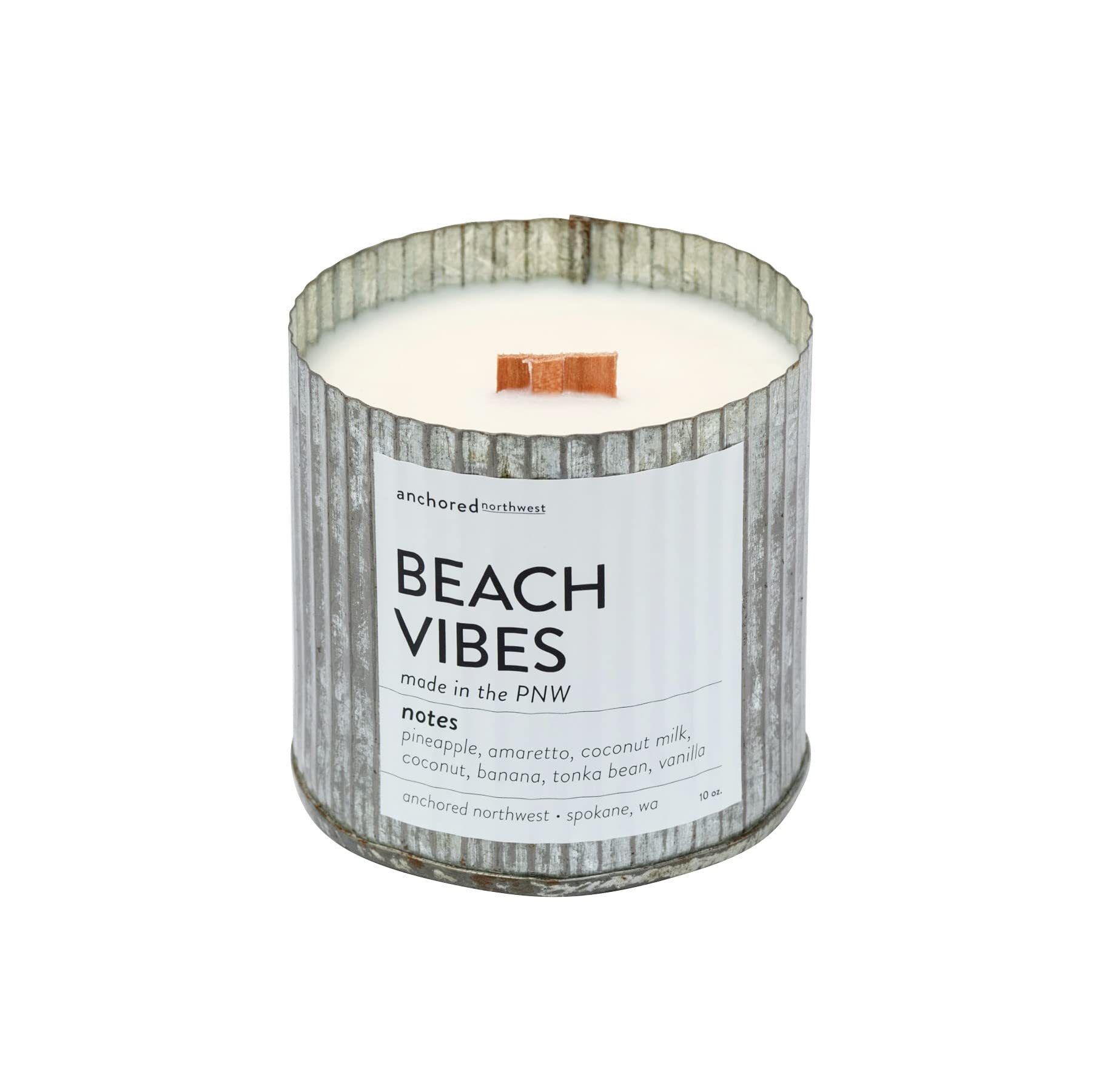Anchored Northwest - Apples & Maple Bourbon Scented Rustic Vintage Candle, 10oz Corrugated Metal Tin, American Cedar Wood Wick, Hand Poured, Essential Oil Blend 100% Soy Wax, 60 Hour Burn