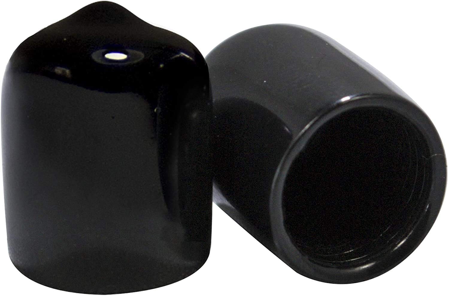 Made in USA Prescott Plastics 1/2" (12.7 mm) Round Vinyl End Cap, Black Rubber Cover for Metal Tubing, Fences, Glide Protection for Chairs and Furniture (10 Pack)