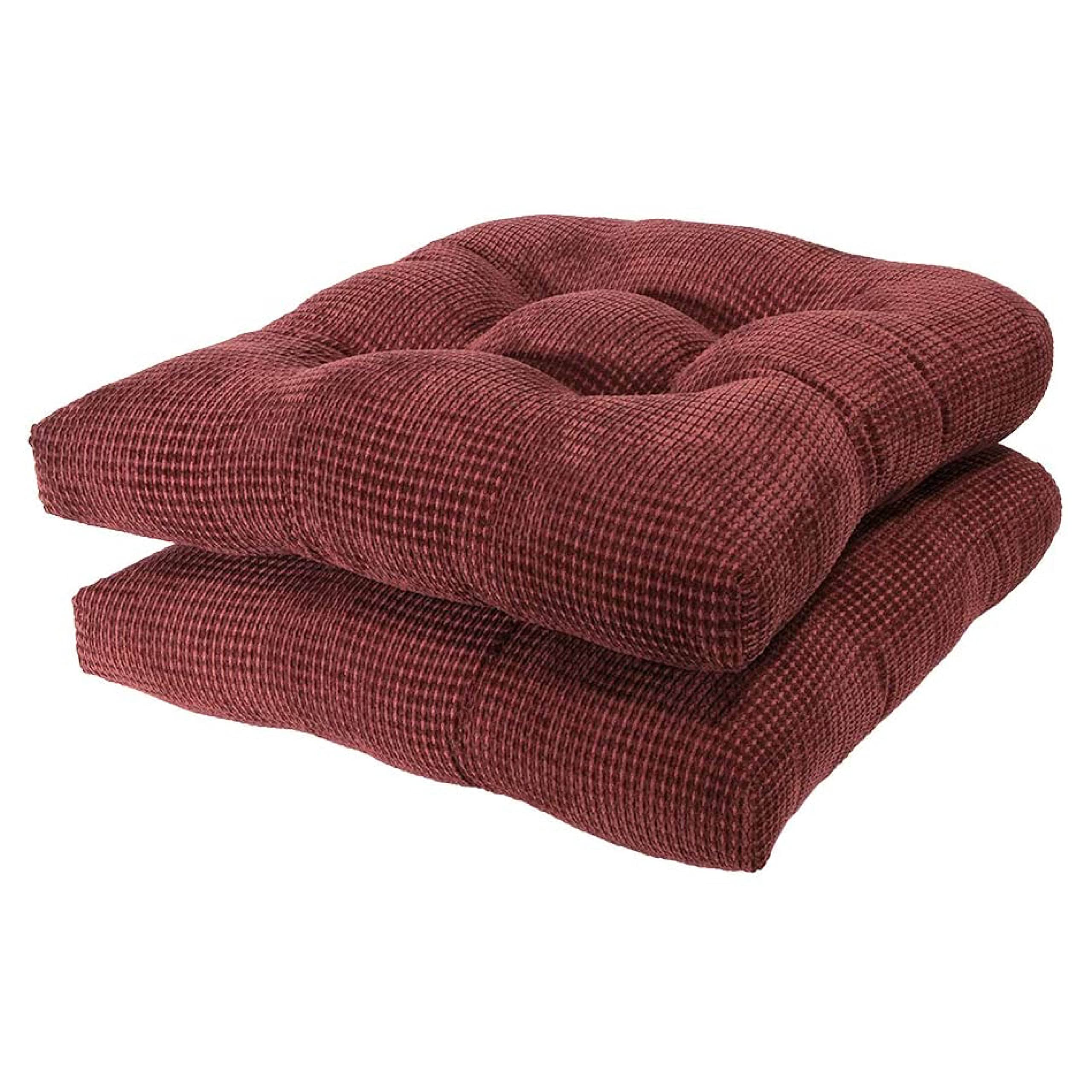Arlee Tyler, Set of 2-Memory Foam Chair Pads, Non-Skid Backing-Durable Thick Seat Cushions for Kitchen, Office, Patio, 15" L x 14" W, Burgundy Red 2 Count