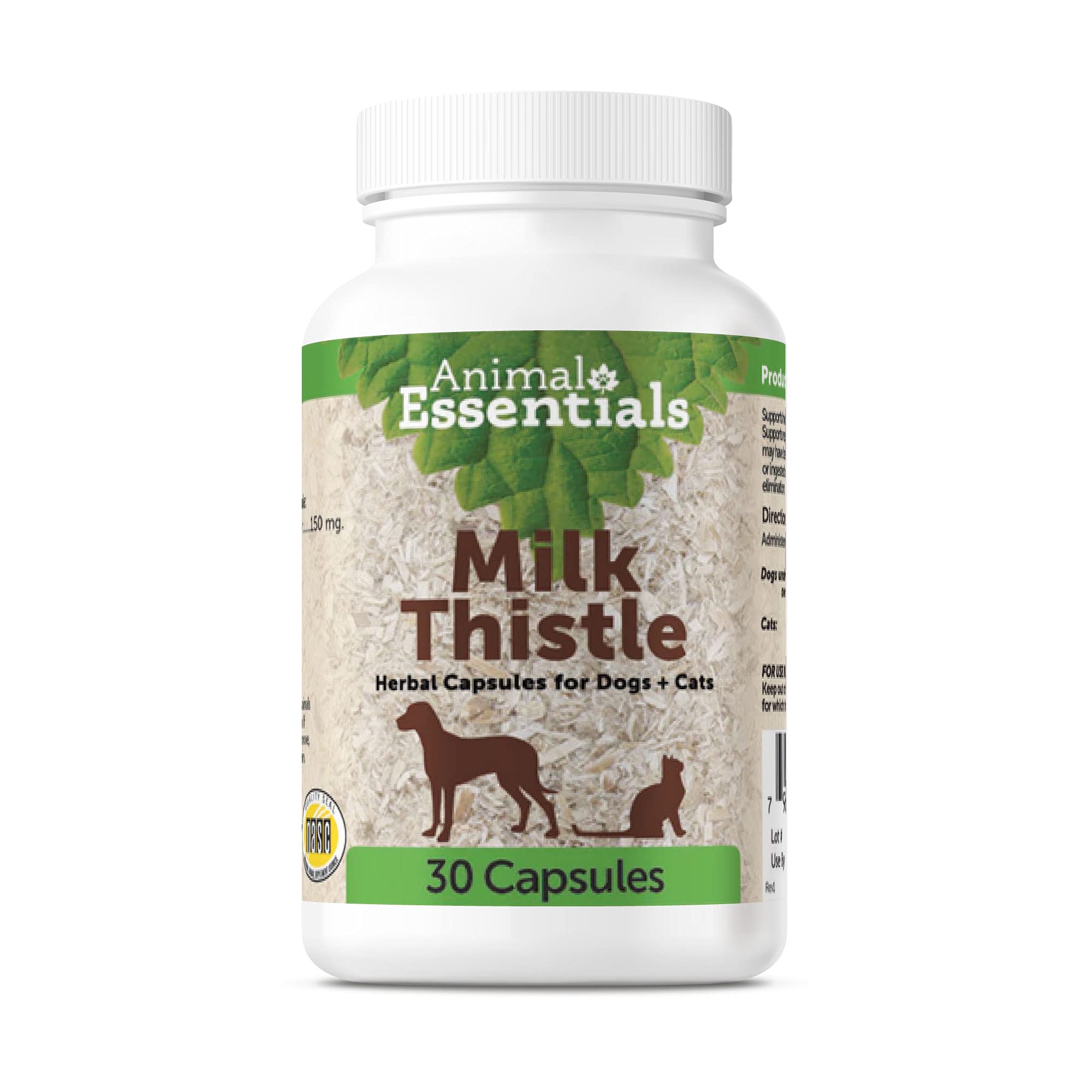 Animal Essentials Milk Thistle Liver Support for Dogs and Cats, 30 Capsules - Made in USA Liver Supplement