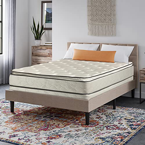 Greaton 10-Inch Medium Plush Pillowtop Innerspring 8" Wood Box Spring for Mattress, Full, Beige