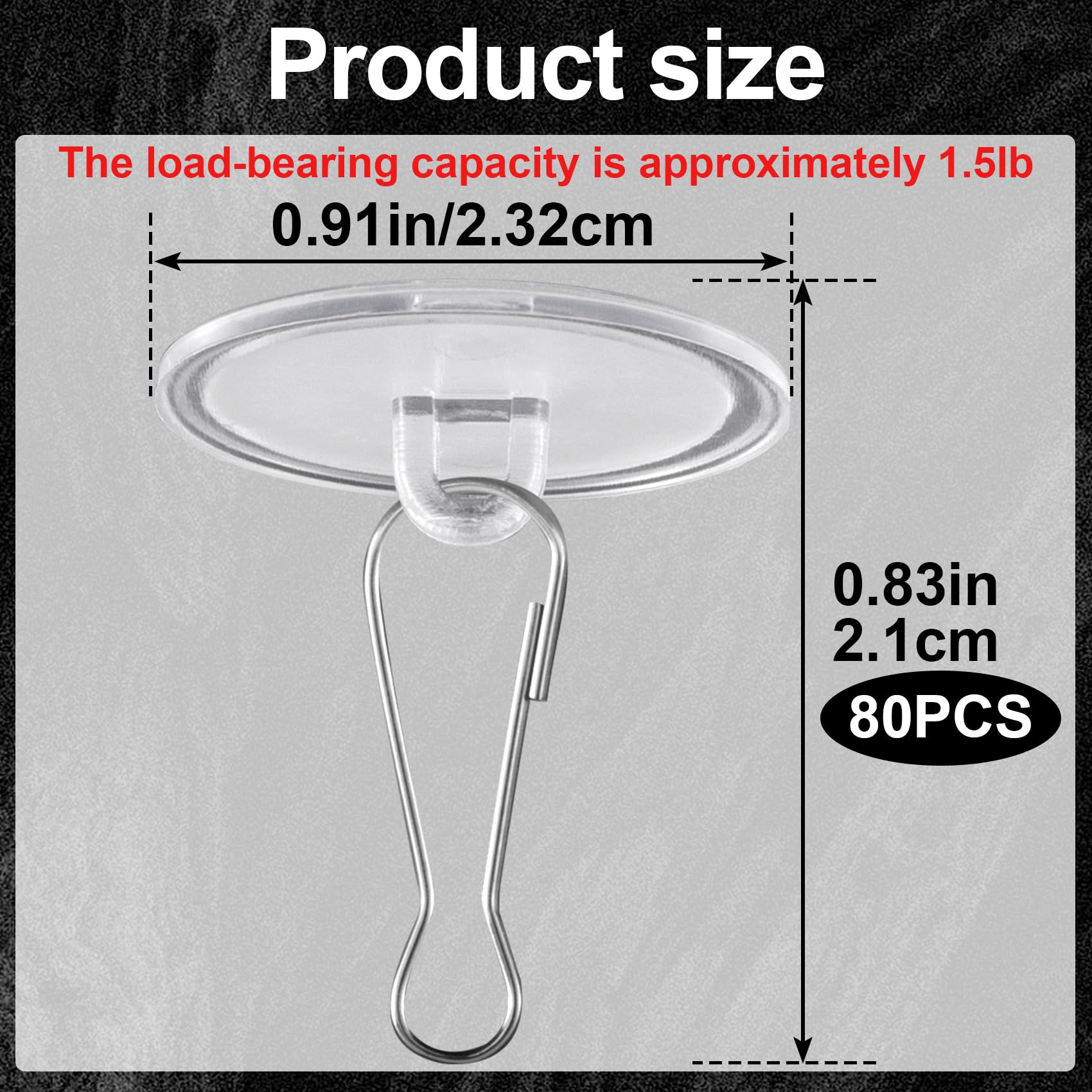 ANCIRS 80 Pcs Self Adhesive Ceiling Hooks, Clear Sticky Hooks for Hanging, Removable Sticker Hooks, No Drill Ceiling Hook for Plants, Lights, Clothes, Bags