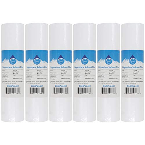 6-Pack Replacement for DuPont WFPF13003B Polypropylene Sediment Filter - Universal 10-inch 5-Micron Cartridge Compatible with DuPont Whole House Water Filtration System - Denali Pure Brand