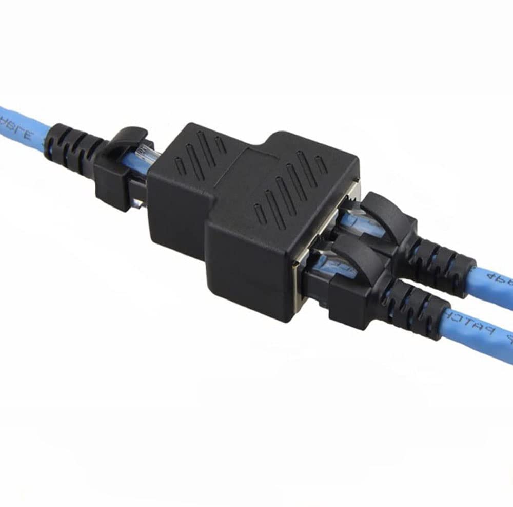 Aoiutrn RJ45 Network Splitter Adapter, RJ45 1 to 2 Port Dual Female Socket Ethernet Connector 8P8C Extender Plug LAN Network Cable for Cat5, Cat5e, Cat6, Cat7