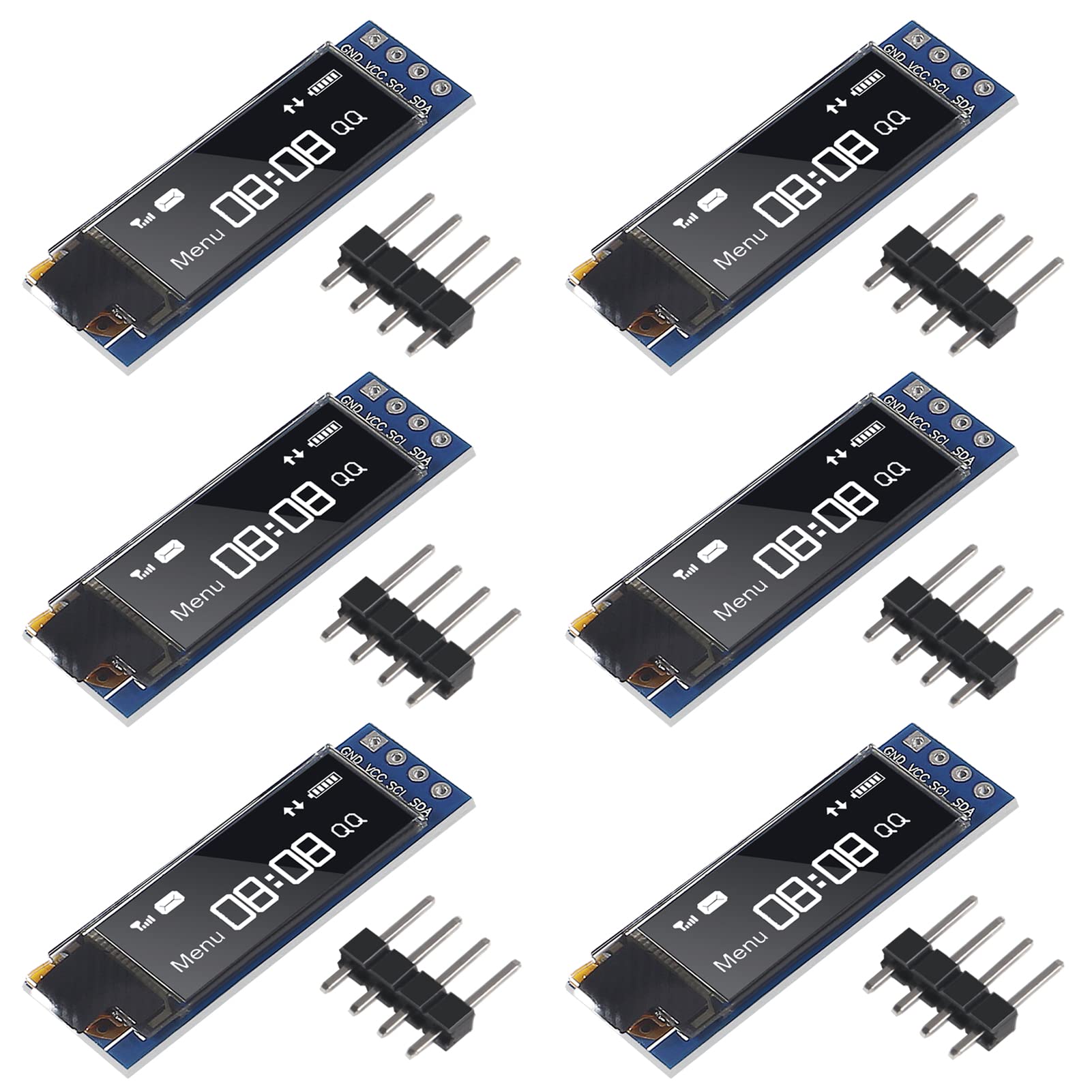 6pcs I2C Display Module 0.91 Inch I2C OLED Display Module I2C OLED Screen Driver DC 3.3V~5V for Raspberry pi ESP32 ESP8266 AVR/PIC/STM32