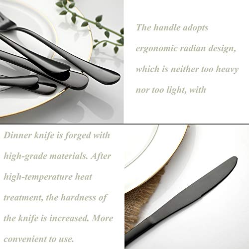 Black Silverware Set, 30-Piece Stainless Steel Flatware Set for 6, Cutlery Utensils Set Include Knives/Forks/Spoons Service for 6, Mirror Polished and Dishwasher Safe