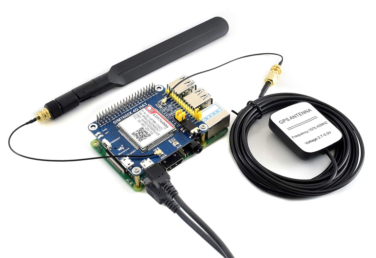 waveshare 4G/3G/GNSS HAT for Raspberry Pi 4B/3B+/3B/2B/Zero/Zero W/Zero WH and Jetson Nano,Based on SIM7600A-H,4G Communication GNSS Positioning,LTE-FDD B2/B4/B12 Brand Support LTE CAT4 up to 150Mbps