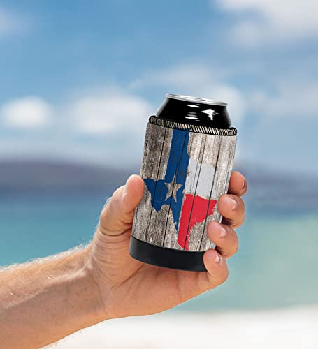 Mugzie Deluxe Can Cooler (Made in USA) - Premium Neoprene Wetsuit Material Beverage Can or Bottle Insulator for 16 OZ Soda Energy Drink Beer Cans - Texas Map