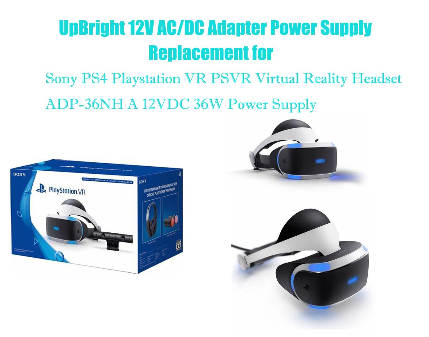 UpBright 12V 3A AC/DC Adapter Compatible with Sony PlayStation VR Virtual PS4 4 PSVR PSVR2 CUH-ZAC1 CUH-ZVR2 CUH-ZVR1 ADP-36NH A EVI-D100 SQN36W12P-04 Jet 12VDC 36W Power Supply Cord Battery Charger