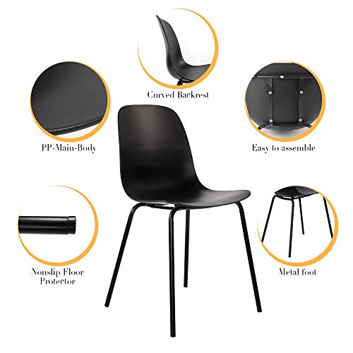thksbought Set of 4 Dining Chairs with Legs for Kitchen Living Room(Matte Black)