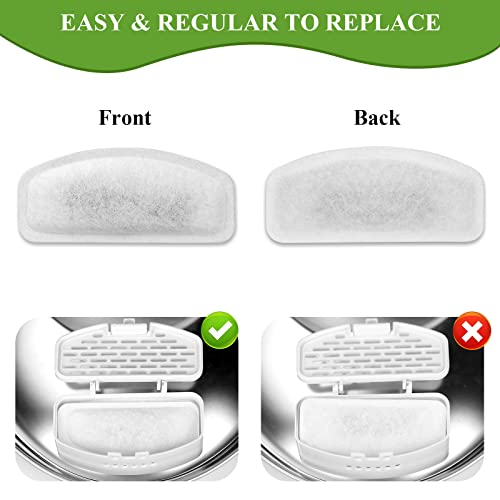 Cepheus Cat Water Fountain Filter, 12 Pack Replacement Filter with 6 Sponges Compatible with 67oz/2L Stainless Steel Pet Fountain, Cat Fountain Carbon Filter Set, 3 Filtration System