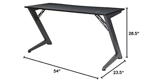 OSP Home Furnishings Beta Battlestation Gaming Desk with Bluetooth RGB LED Lights, Matte Black
