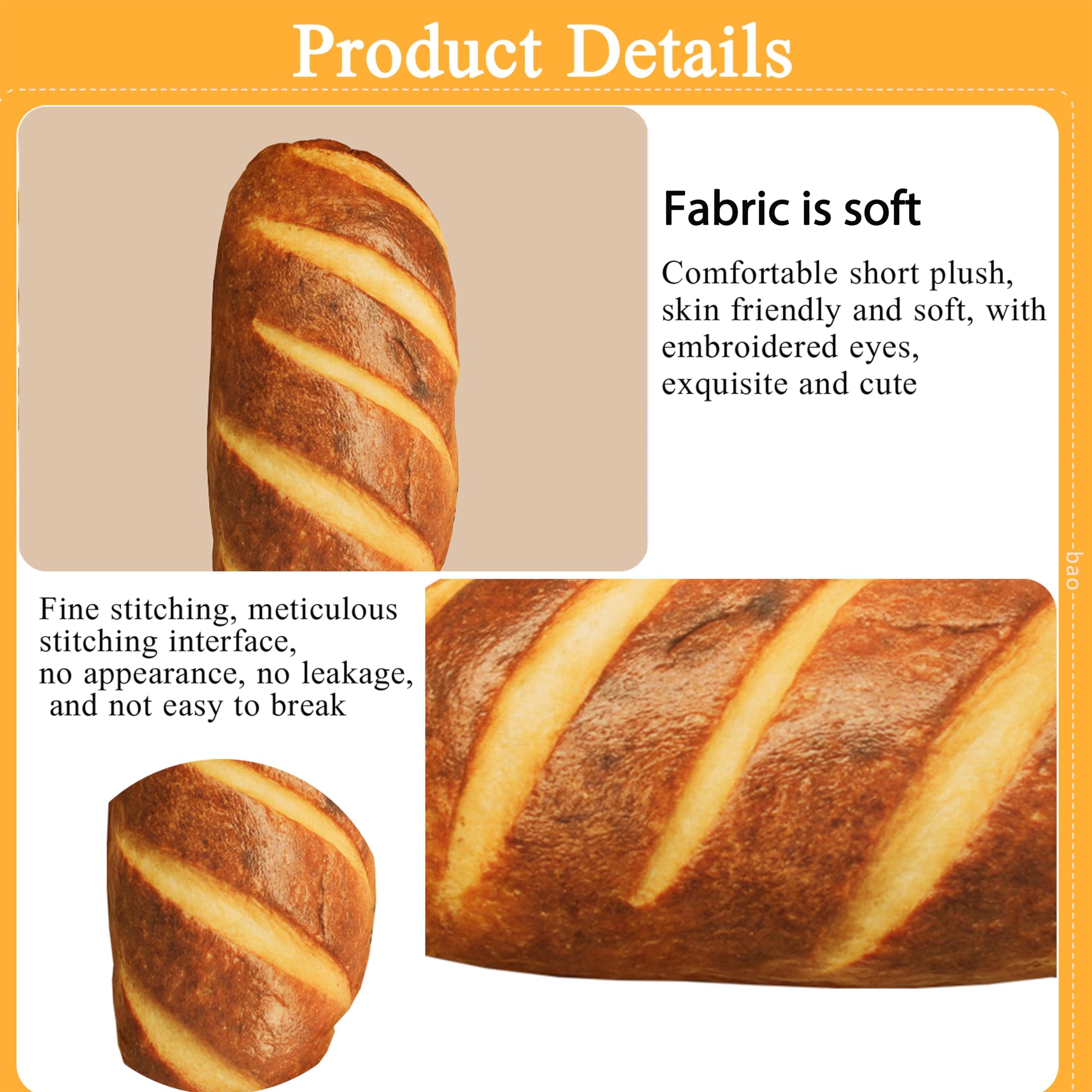 CHELEI2019 23.6" Bread Stuffed Animal 3D Simulation Bread Pillow Food Plush Toy Gift for Kids