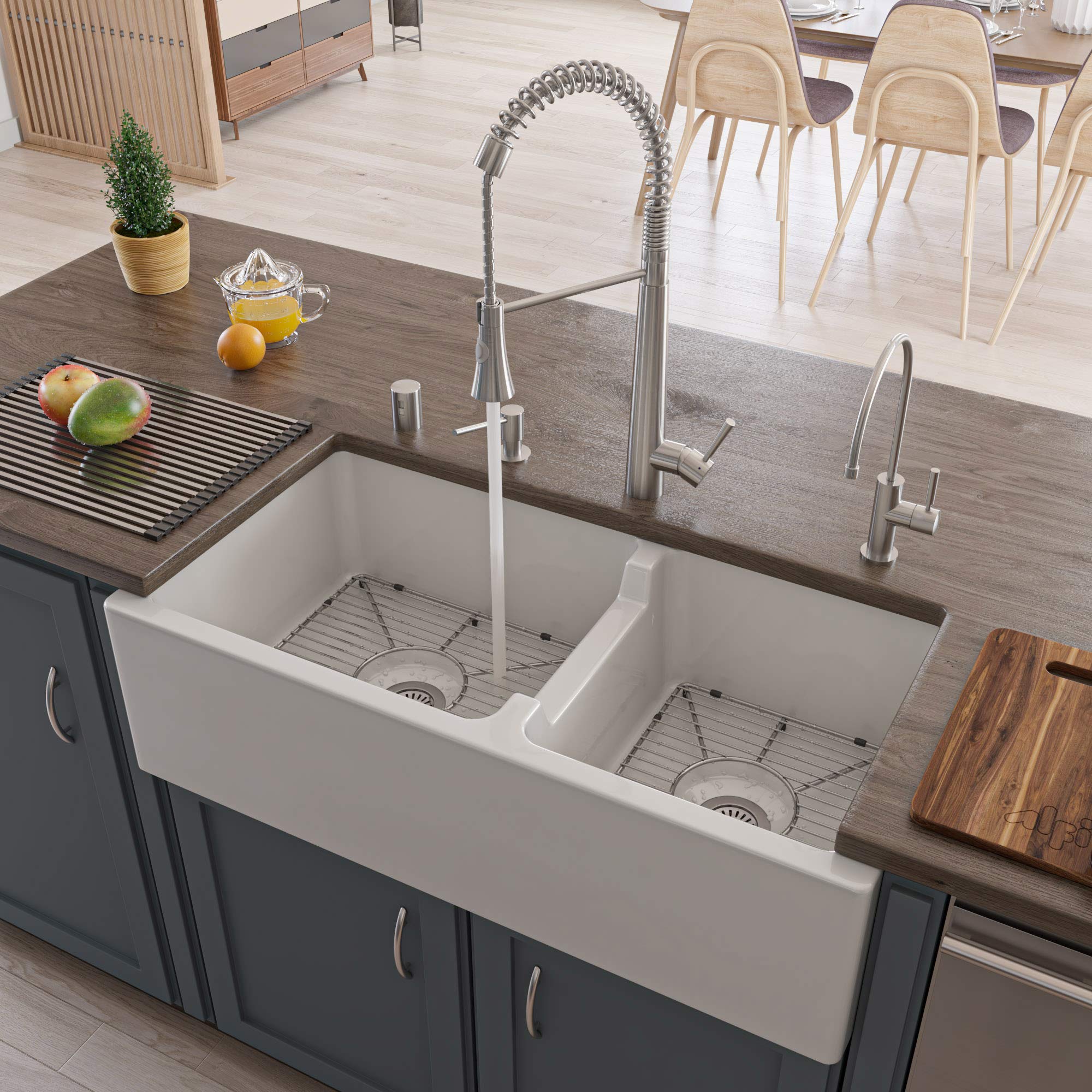 ALFI Brand AB2039S Solid Stainless Steel Commercial Spring Kitchen Faucet
