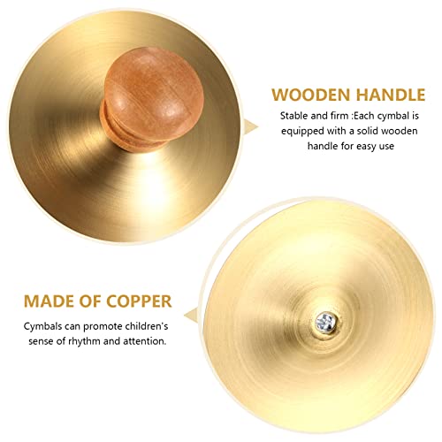 4Pcs Finger Cymbals with Wooden Handles, Finger Cymbals Percussion Instrument, Mini Belly Dance Finger Cymbals Hand Cymbal, Metal Finger Zills,7cm/2.75in