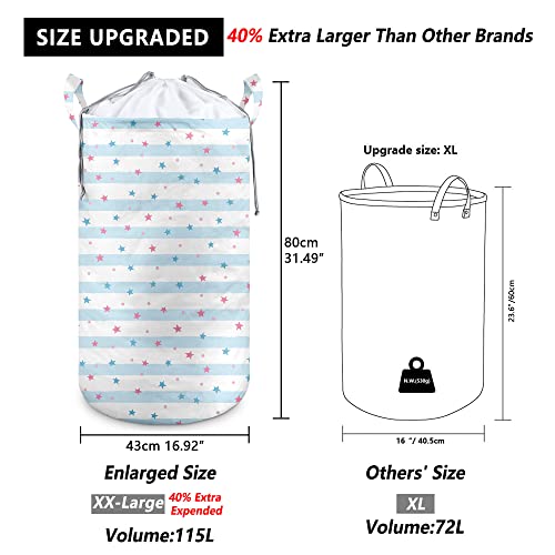 Beegreen XX-Large Drawstring Laundry Hamper 115L Dot Laundry Bag, Collapsible Laundry Baskets with Handles, Dirty Clothes Hamper for Bedroom Bathroom Dorm,Foldable Tall Clothes Hamper